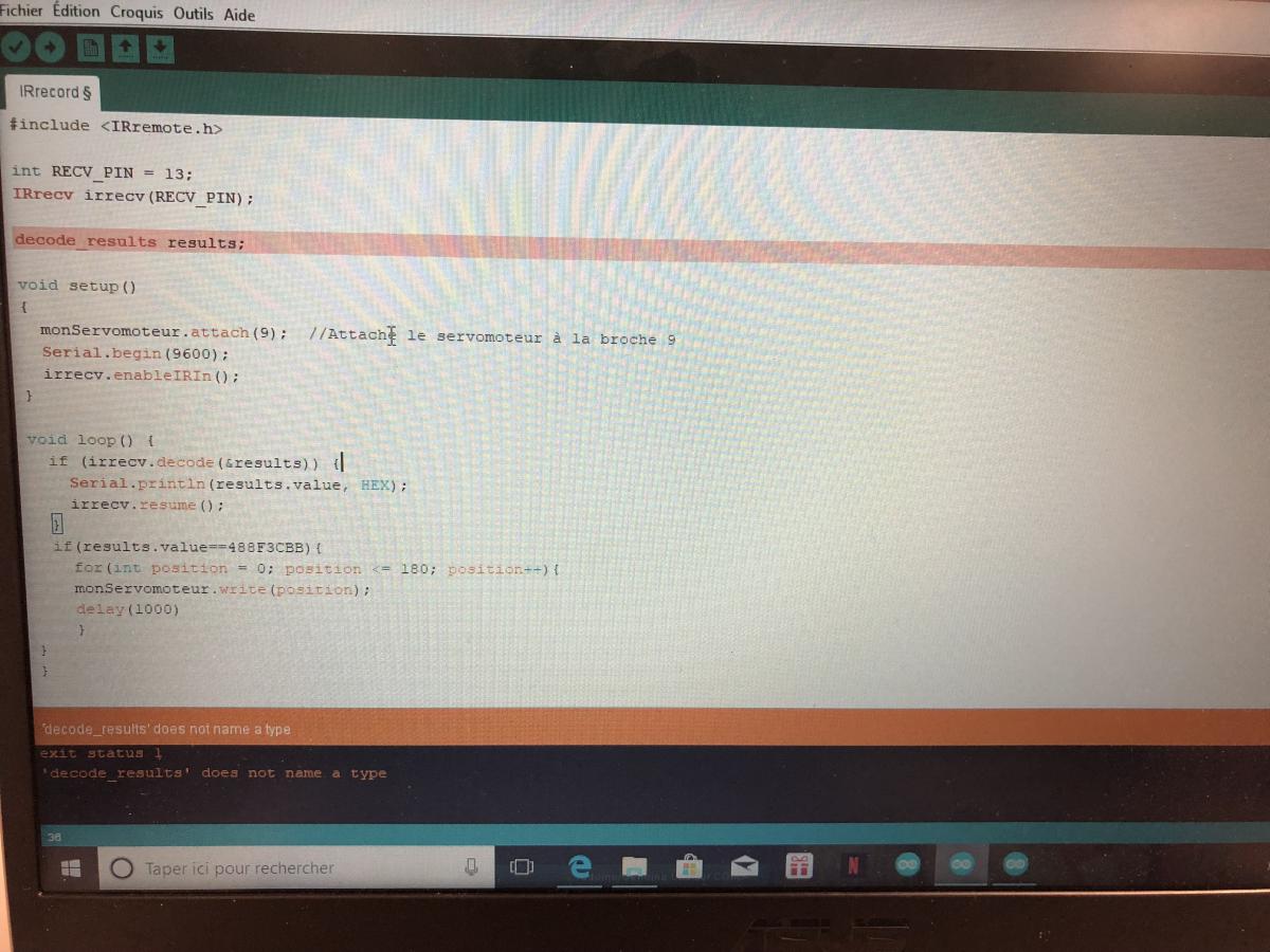 Message Derreur Arduino Decoderesults Does Not Name A Type Programmation Robot Maker