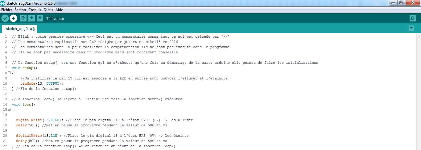 Initiation à la programmation Arduino : Blink